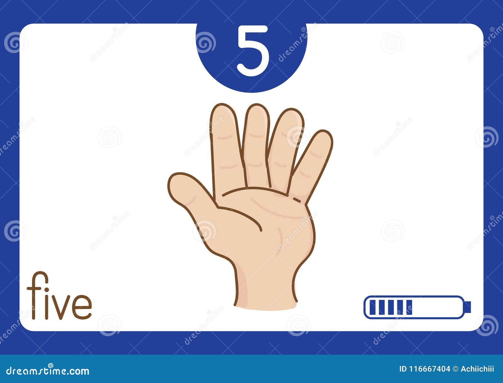Flashcard number five stock vector. Illustration of kindergarten ...