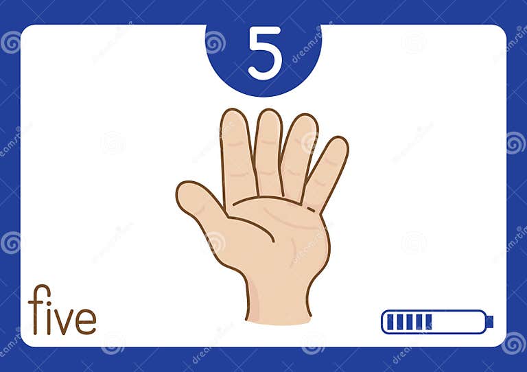 Flashcard number five stock vector. Illustration of kindergarten ...