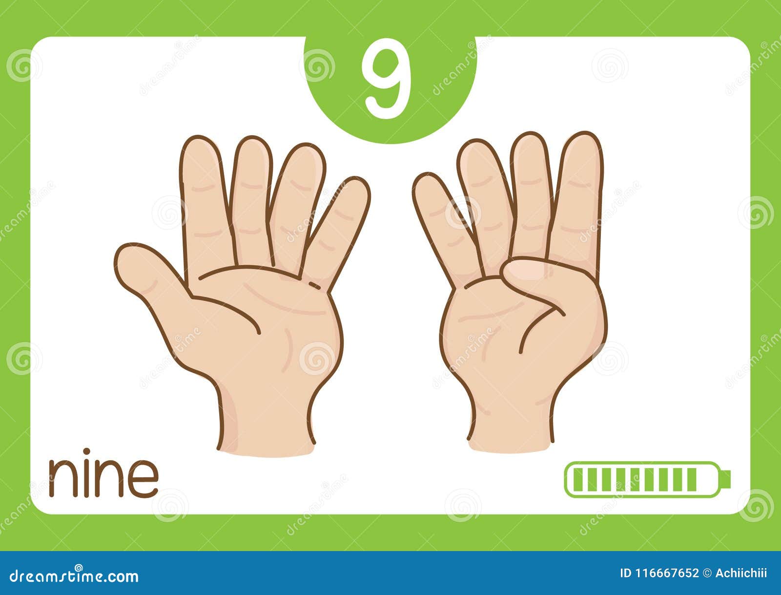 Flashcard Number Nine Vector Illustration | CartoonDealer.com #116667652