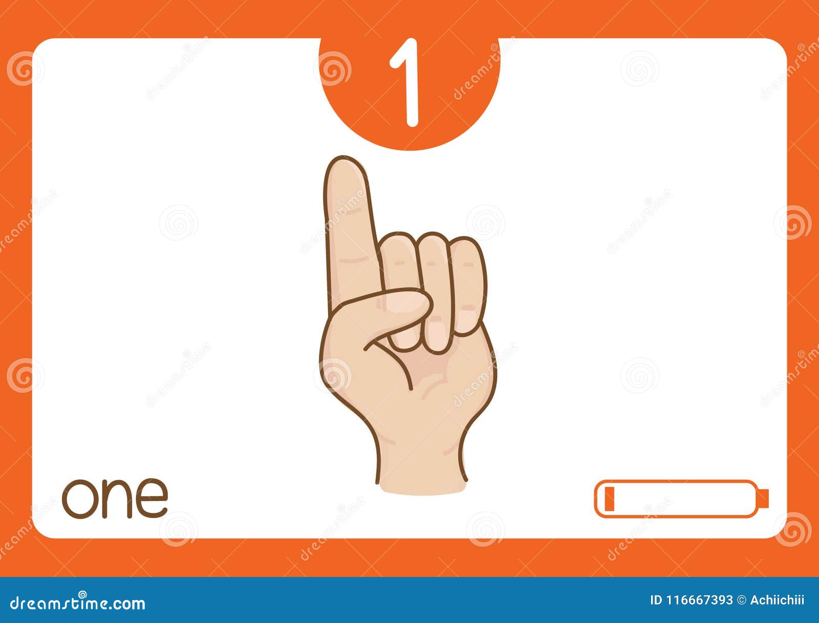 Flashcard Number One Cartoon Vector | CartoonDealer.com #116667393