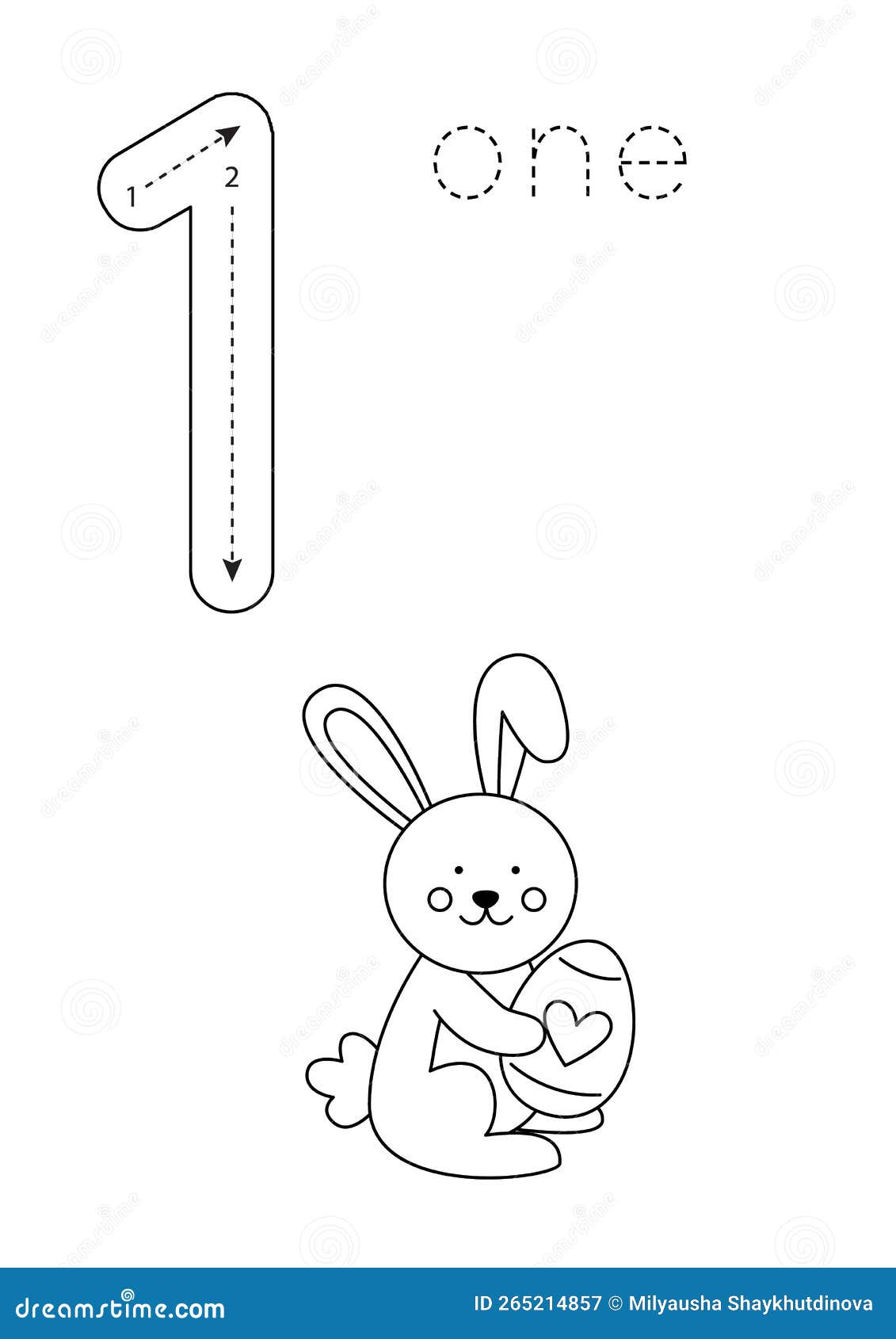 Flashcard Number One. Preschool Worksheet. Easter Worksheet Stock ...