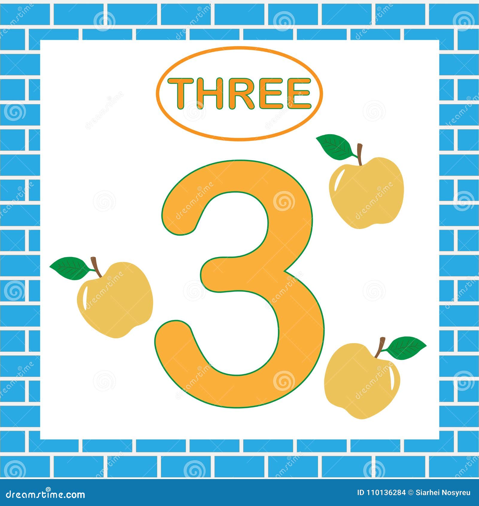 Flashcard with Number 3 Three. Learning Numbers, Mathematics Stock ... Flashcard with Number 3 Three. Learning Numbers, Mathematics Stock ...