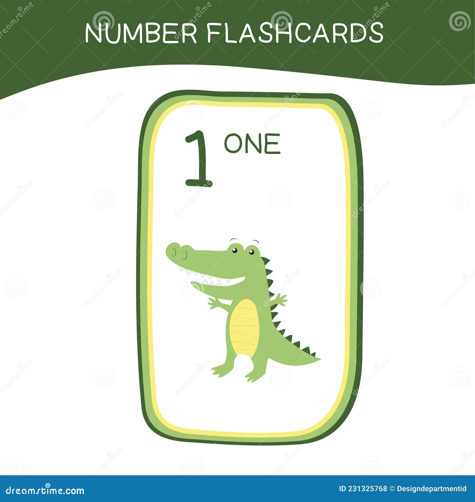 Cute Number Flashcards with Animals Set Stock Vector - Illustration of ...