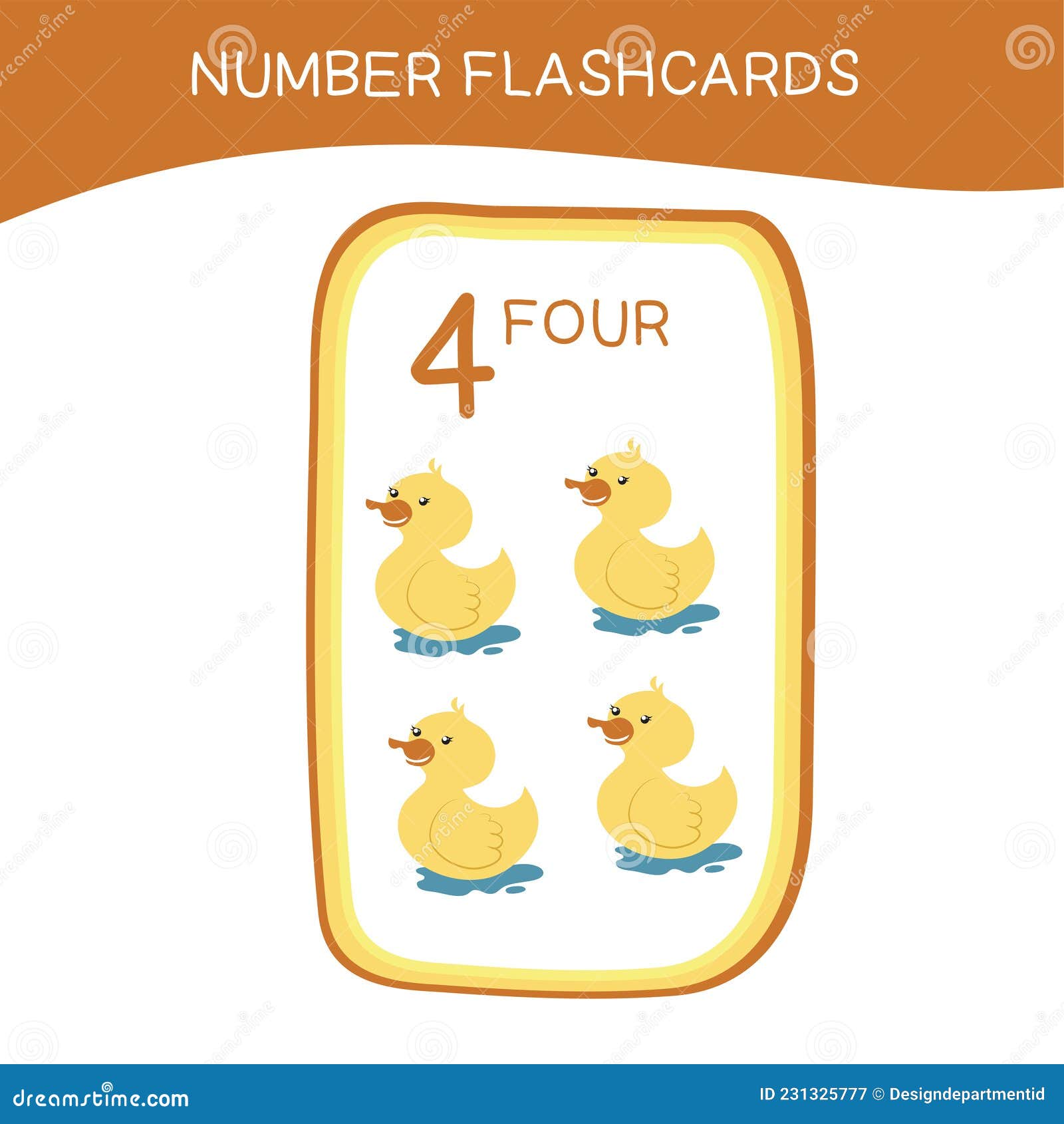 Cute Number Flashcards with Animals Set Stock Vector - Illustration of ...