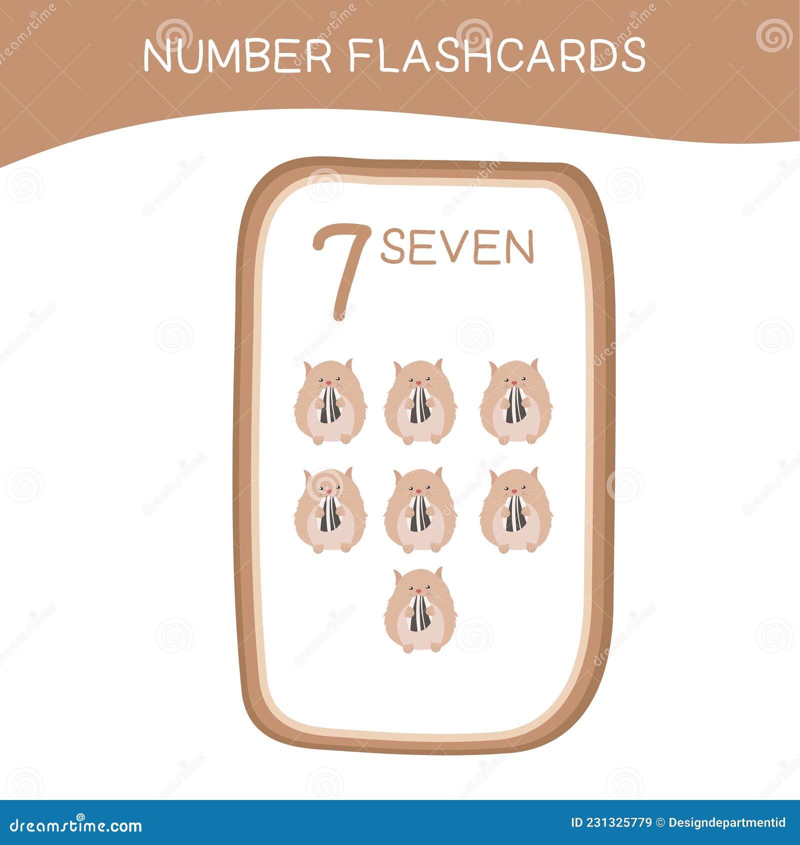 Cute Number Flashcards With Animals Set Cartoon Vector | CartoonDealer ...