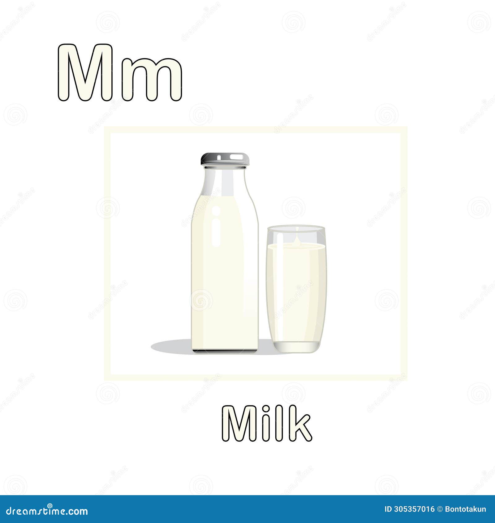 Flashcards Milk for Learning Alphabet Stock Illustration - Illustration ...