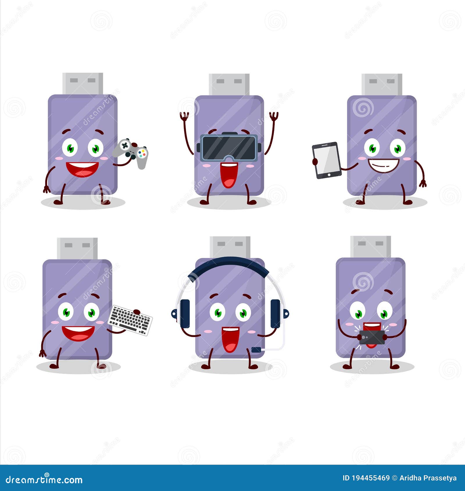 Flashdisk Cartoon Character are Playing Games with Various Cute ...