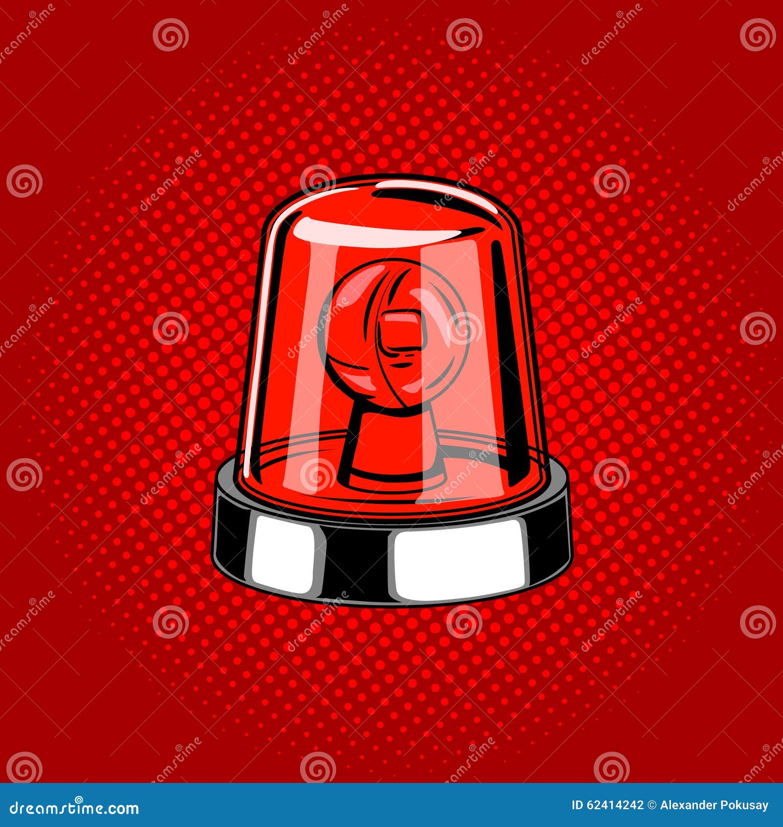 Flasher Siren Red Color Comic Book Style Vector Stock Vector ...