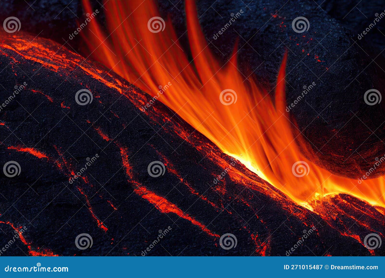 Flashes of Bright Fire from Lava Texture Spreading Over Surface Stock ...