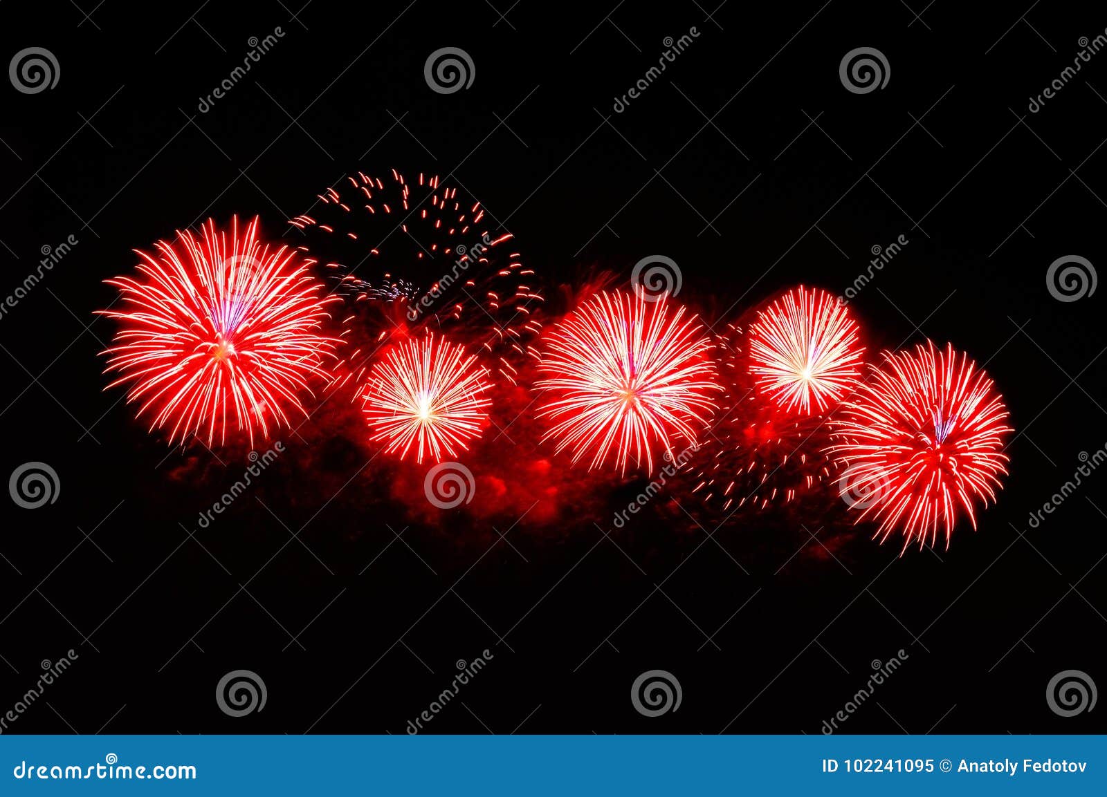 Flashes of Fireworks of Red Color Against the Black Sky Stock Image ...
