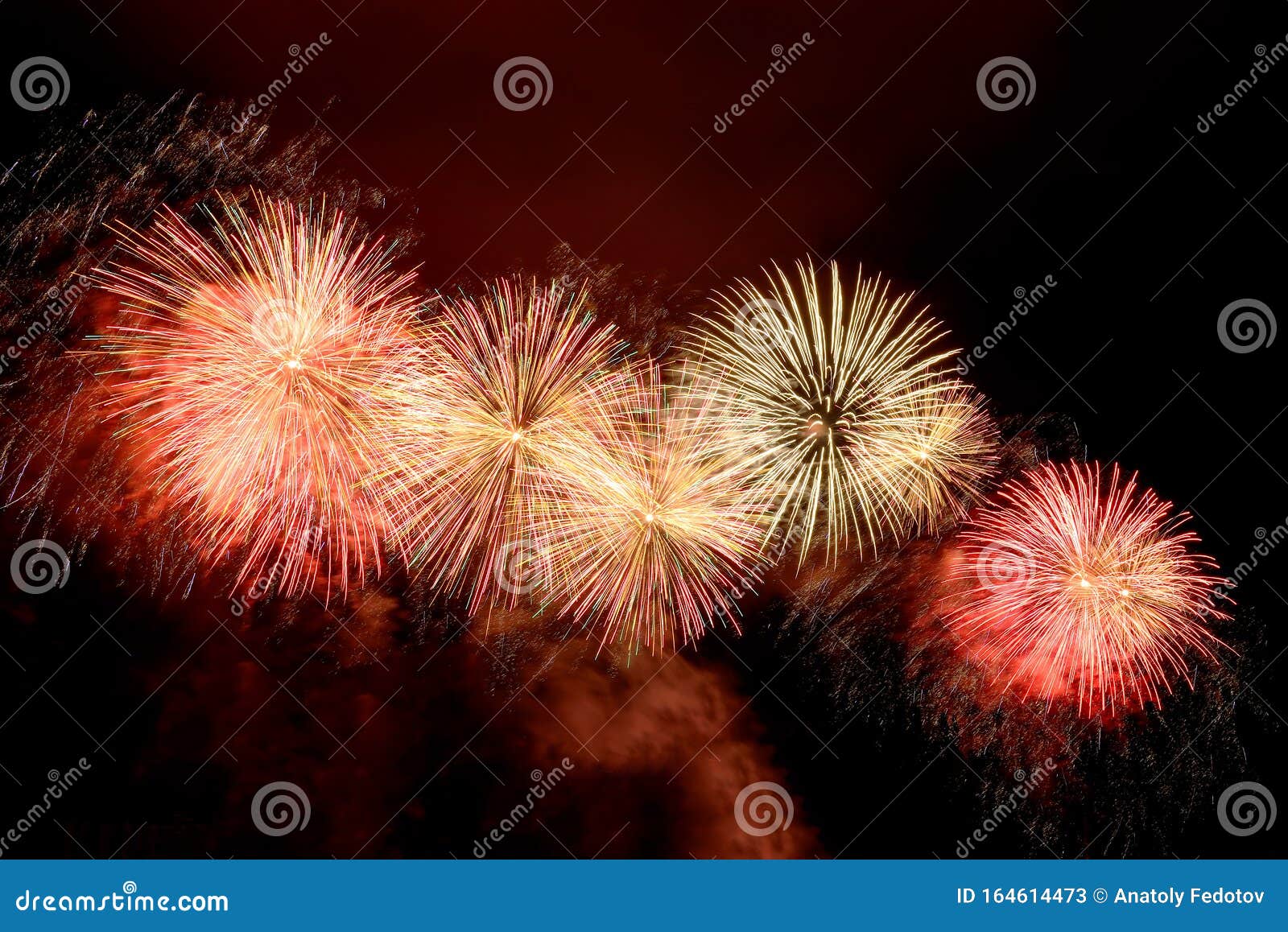 Flashes of Fireworks of Red and Gold Color Stock Image - Image of happy ...