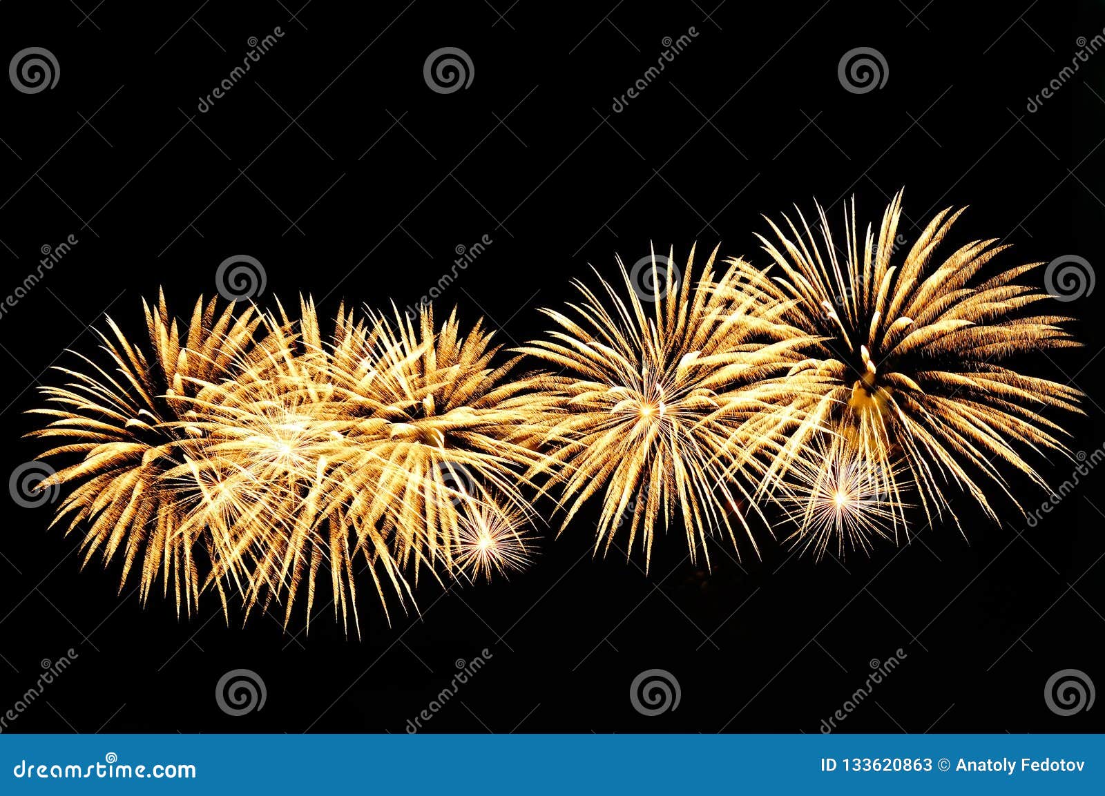 Flashes of Gold Fireworks on Dark Background Stock Image - Image of ...