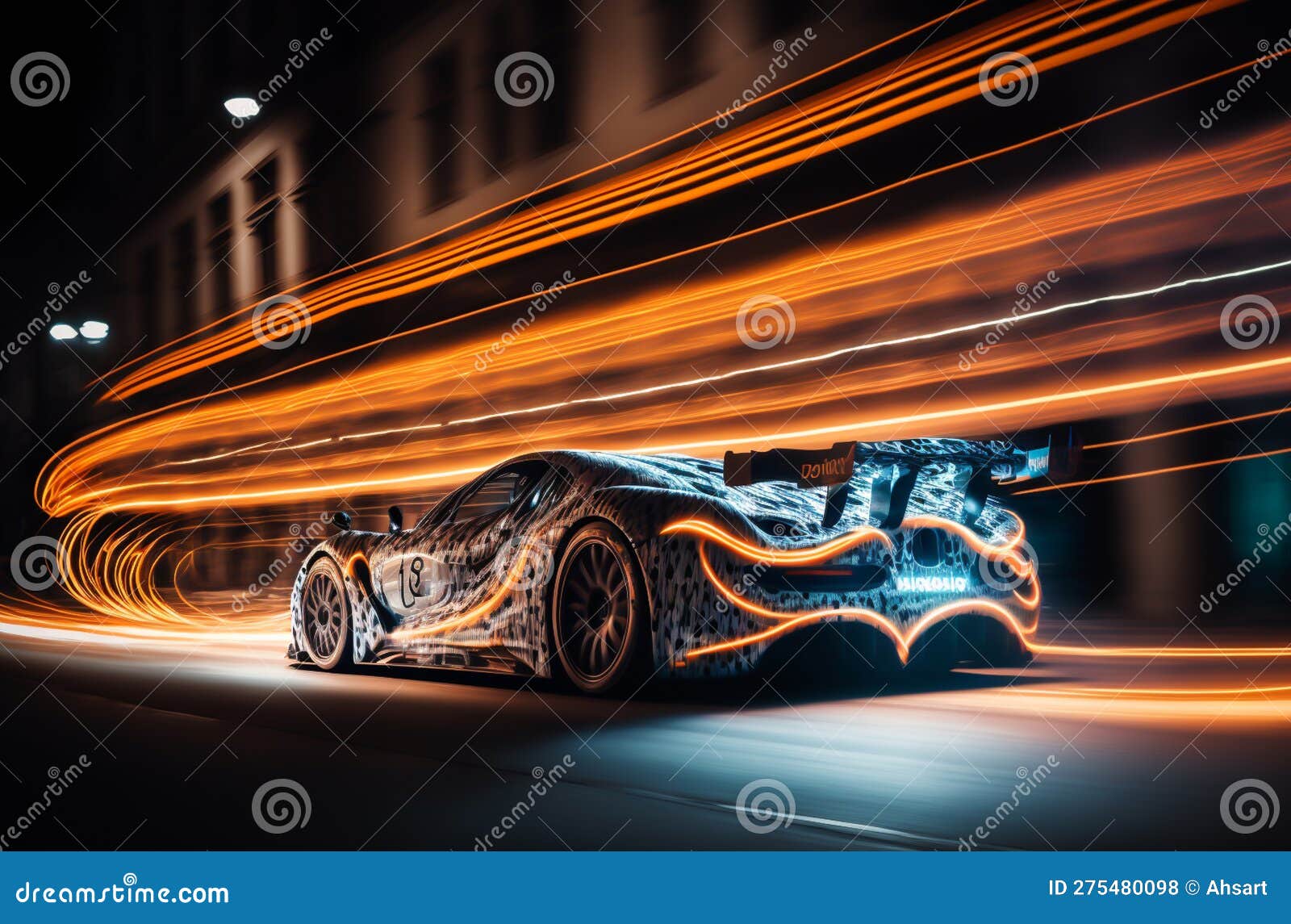 Flashes of Light in a Speeding Car in a City at Night Stock ...