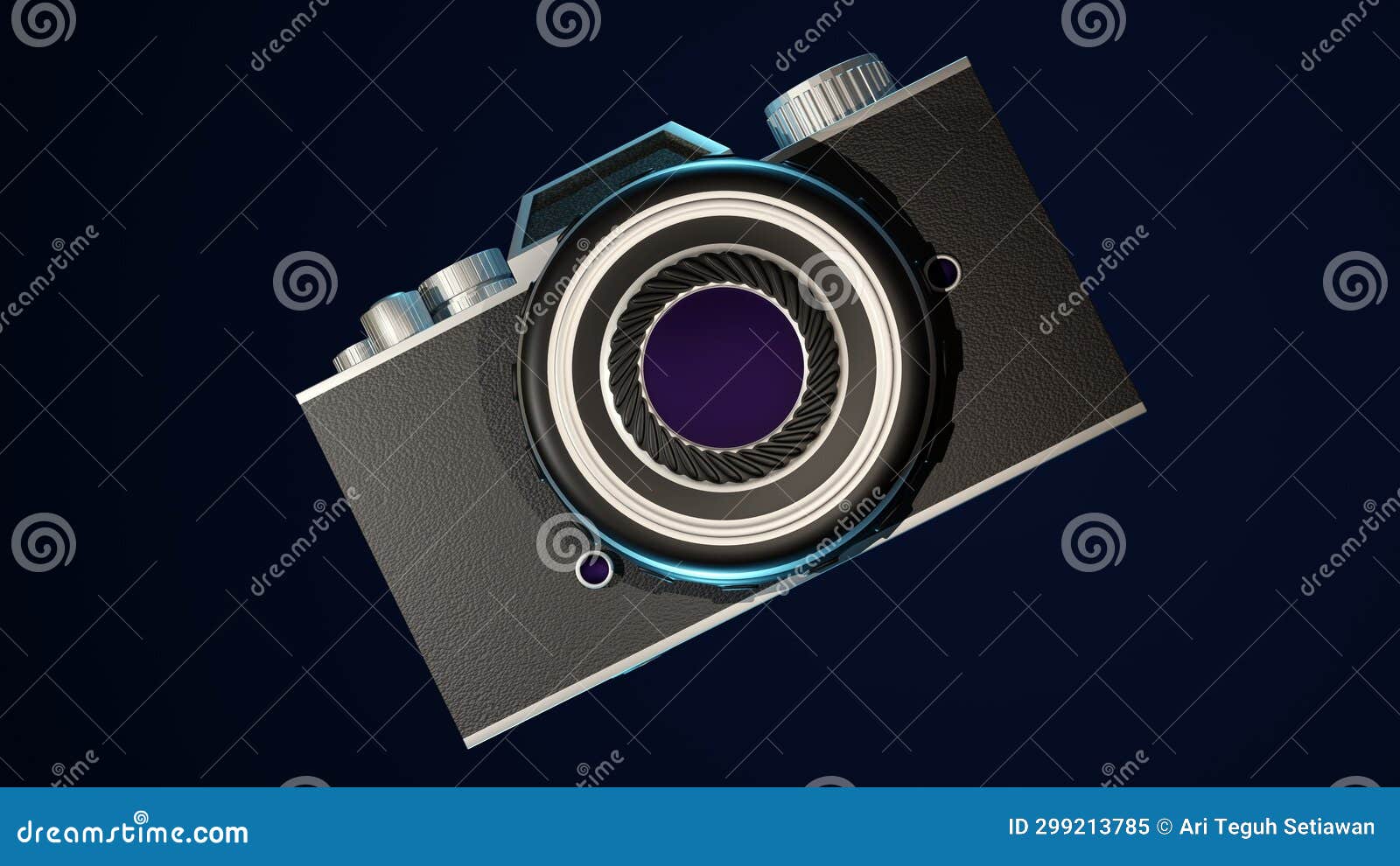 A Flashing Camera Floating on a Black Background Stock Illustration ...