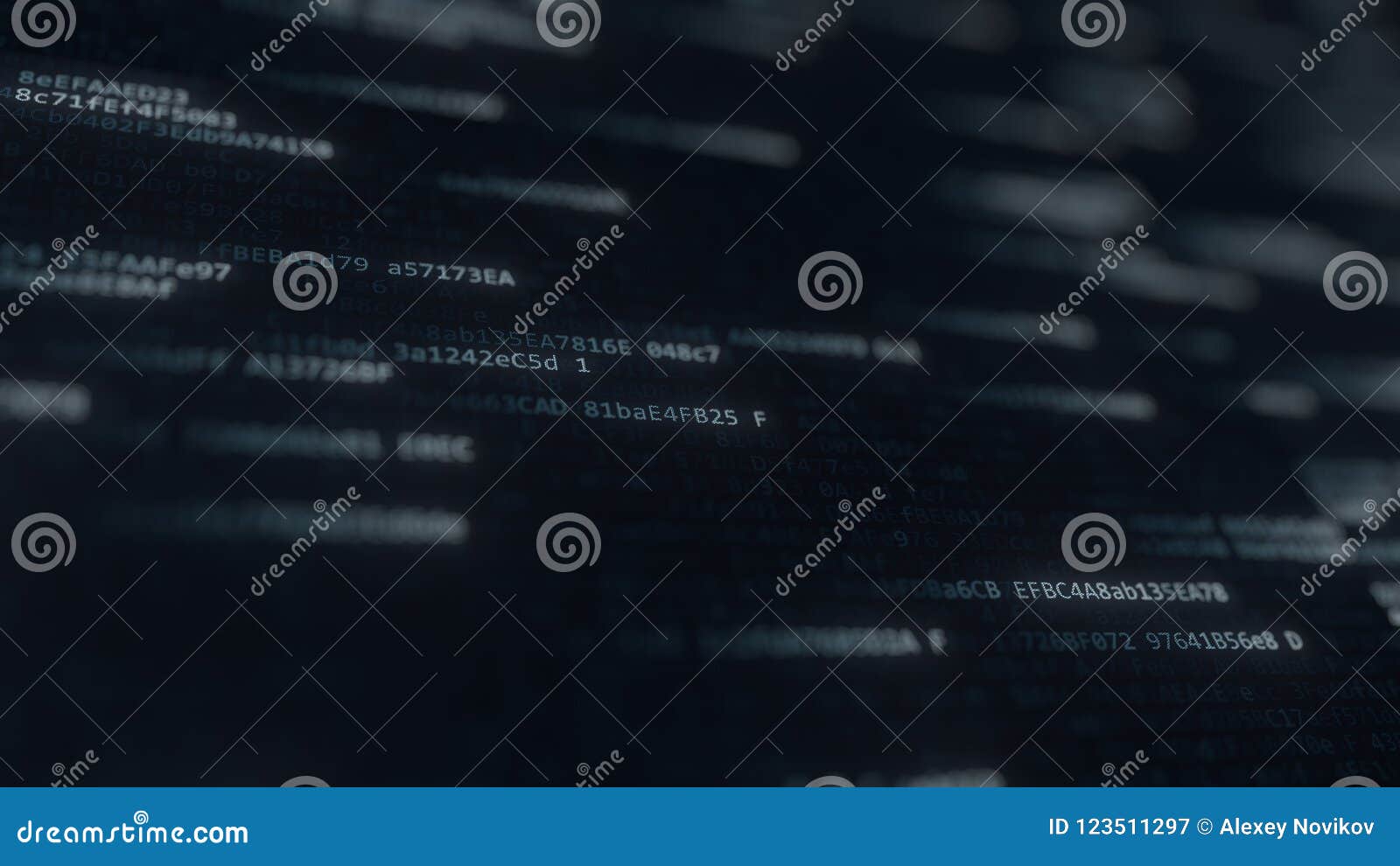 Flashing Computer Code Symbols on the Screen. 3D Rendering Stock ...