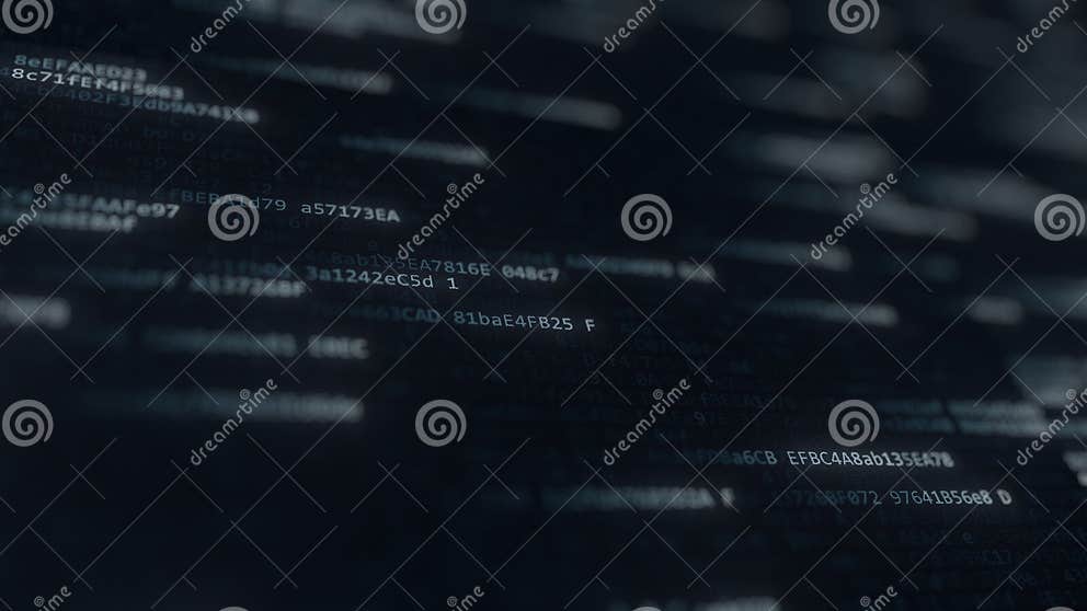 Flashing Computer Code Symbols on the Screen. 3D Rendering Stock ...