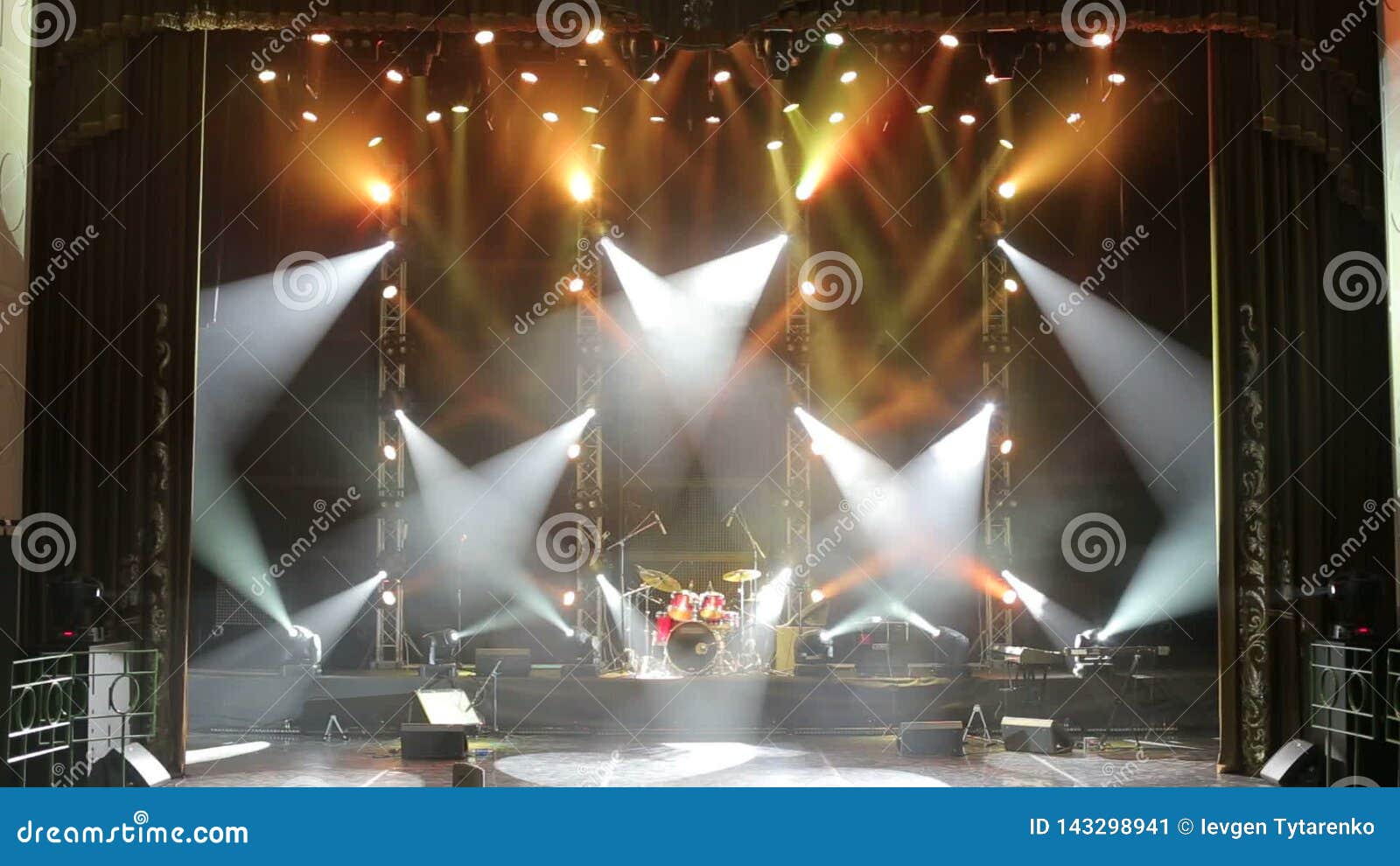 Flashing Concert Light in an Empty Theater. Free Stage with Lights ...