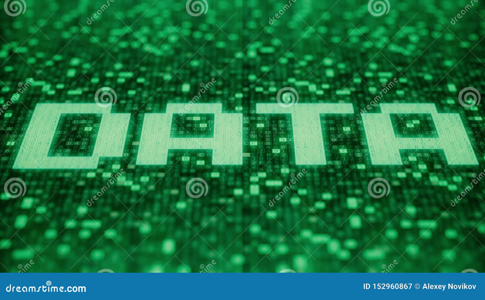Flashing Hexadecimal Symbols On A Green Computer Screen Compose SERVER Word. 3D Rendering ...