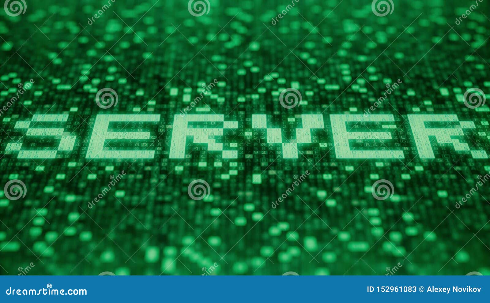 Flashing Hexadecimal Symbols On A Green Computer Screen Compose ONLINE Word. 3D Rendering ...