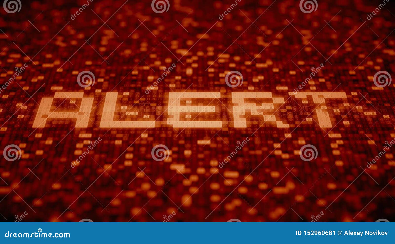 Flashing Hexadecimal Symbols On A Red Computer Screen Compose Alert Word 3d Rendering Stock