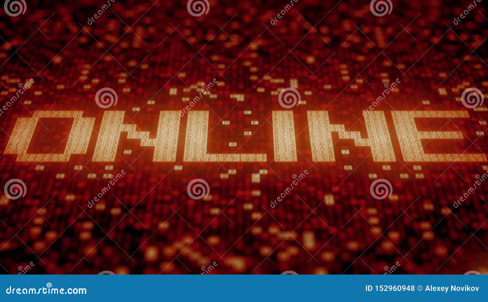 Flashing Hexadecimal Symbols On A Green Computer Screen Compose ONLINE Word. 3D Rendering ...