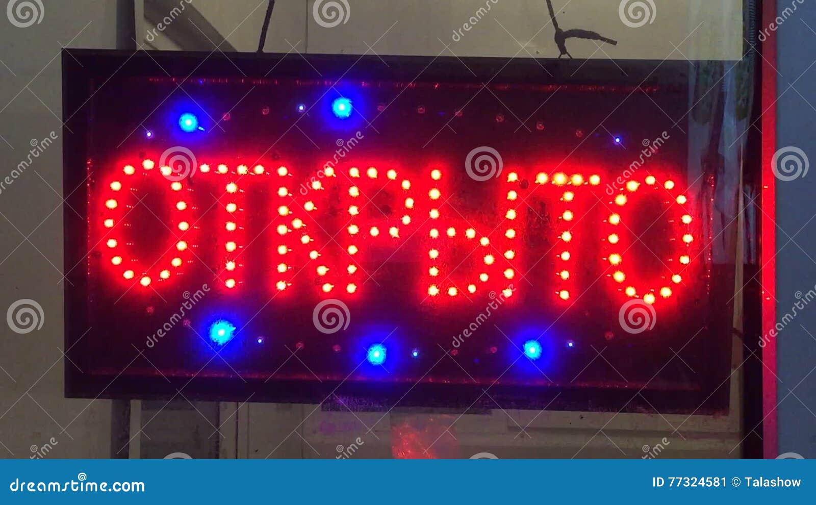 Flashing Illuminated Open Sign in Russian Language. Stock Video - Video ...