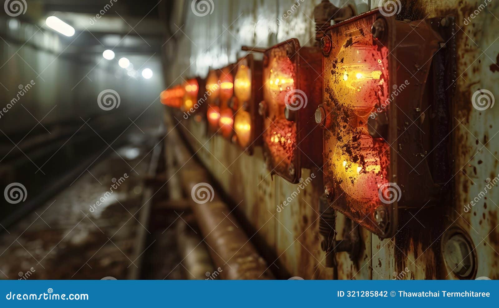 Flashing Lights of an Abandoned Mediterranean Hallway with ...
