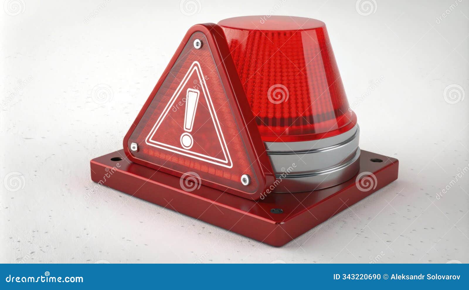 Flashing Red Emergency Light with Exclamation Point, Representing Alert ...