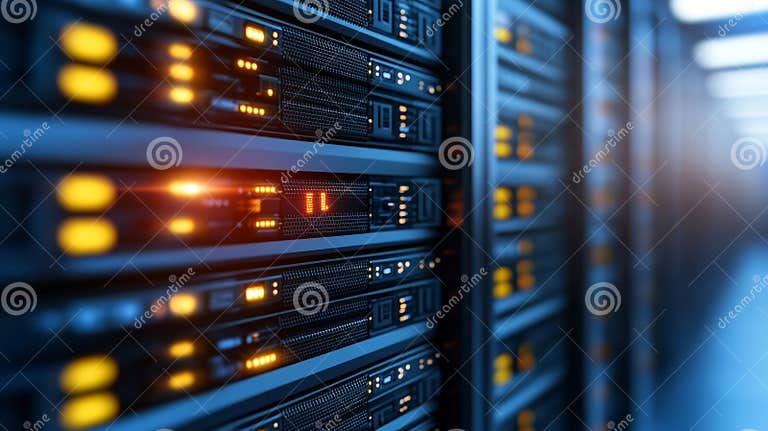 Flashing Red Lights on Server Racks Signaling Critical System Failure ...