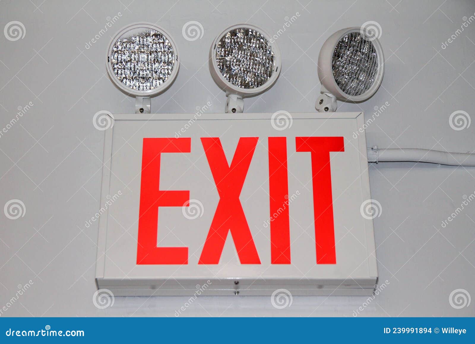 The Flashing Red Security Exit Sign with Three Powerful Lights Stock ...