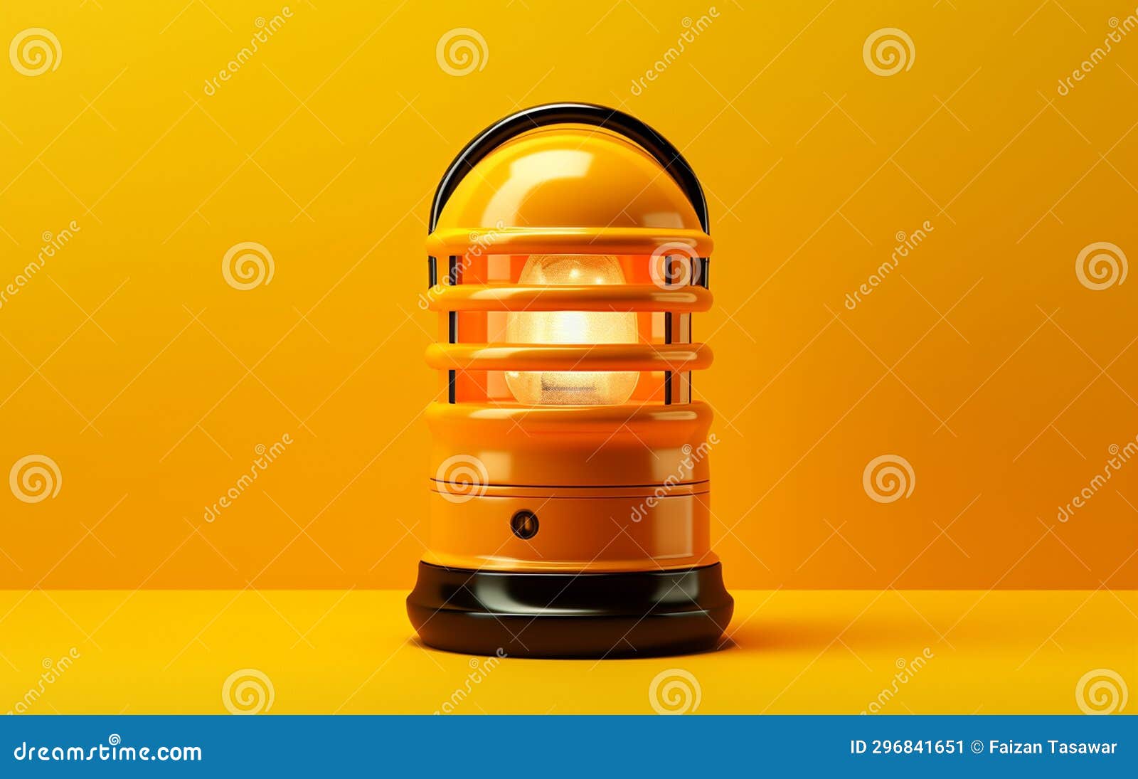 Flashing Safety Beacon on a Yellow Backdrop -Generative Ai Stock ...