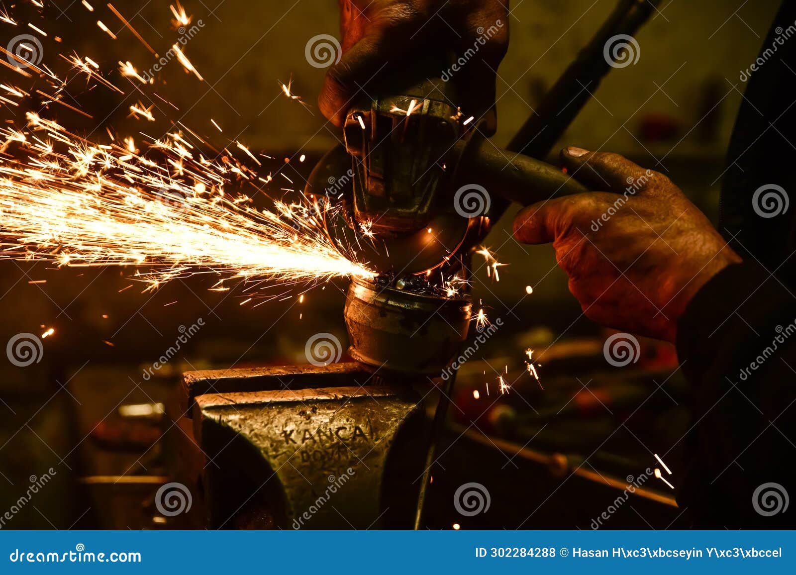 Flashing Sparks Coming from the Angle Grinder Stock Photo - Image of ...