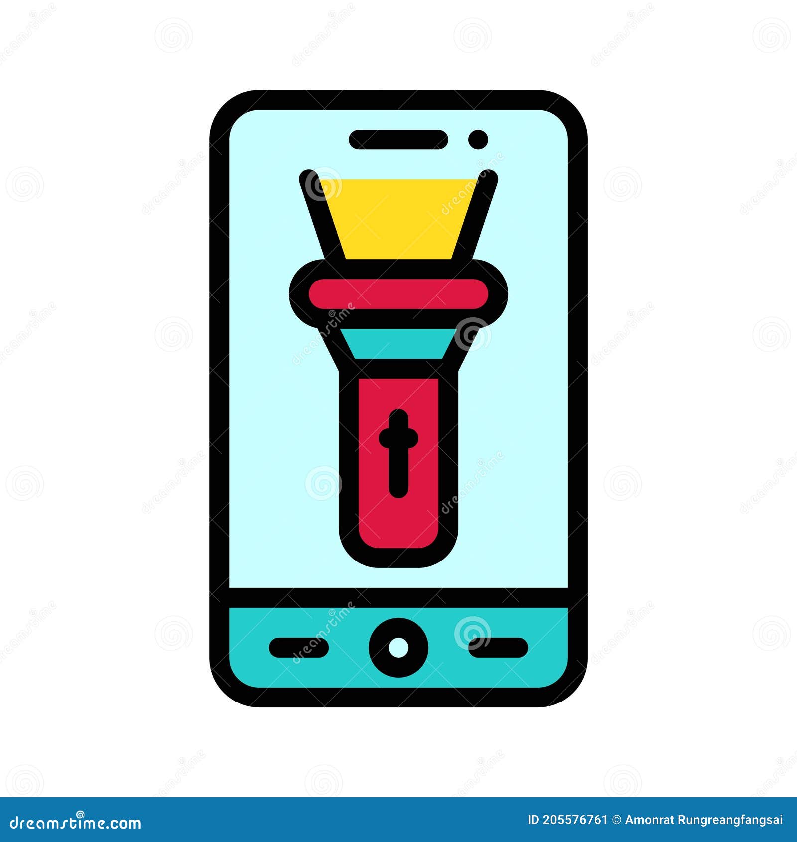 Flashlight App Icon, Mobile Application Vector Illustration Stock ...