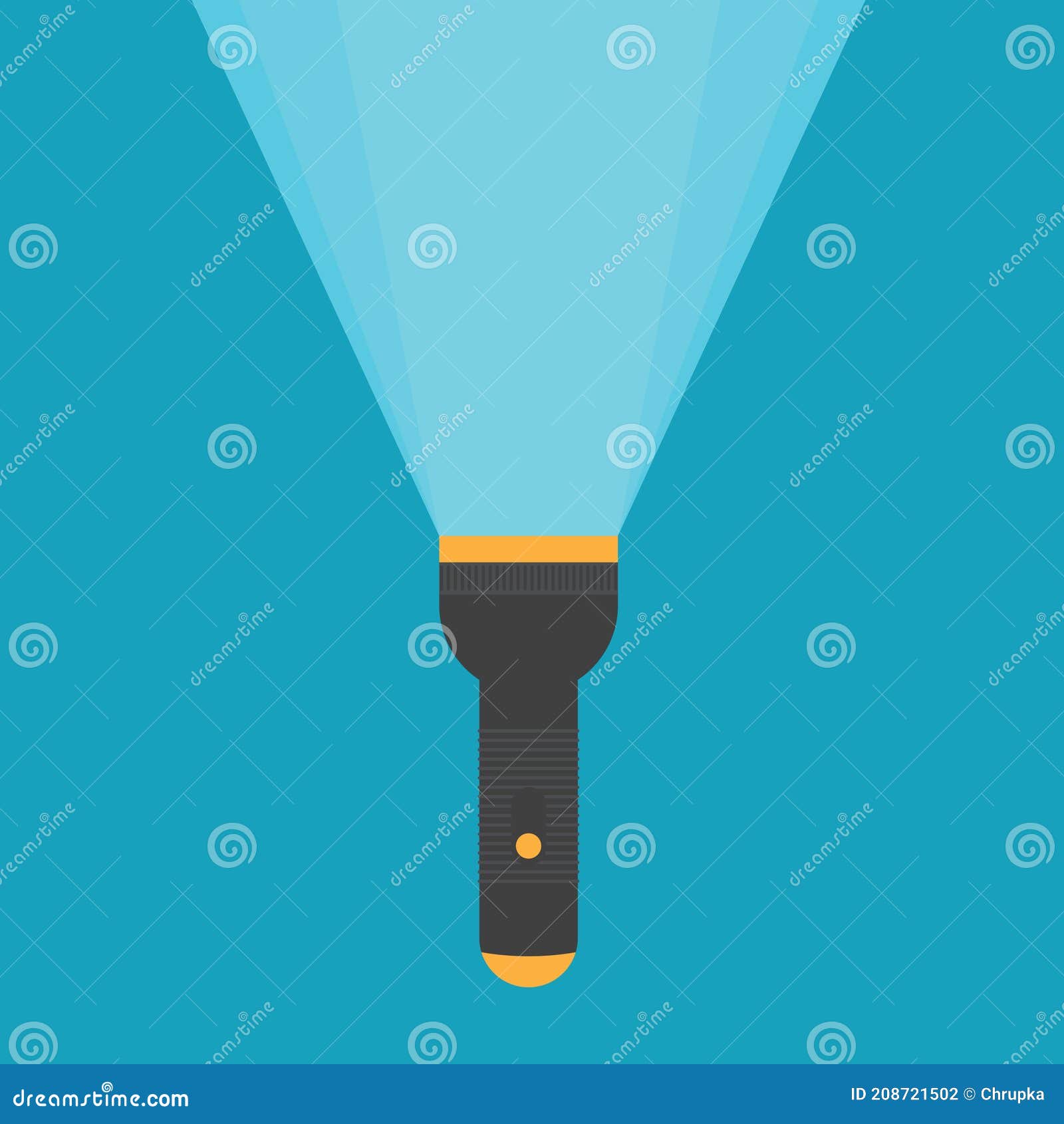 Flashlight Beam on Blue Background Stock Vector - Illustration of sign ...