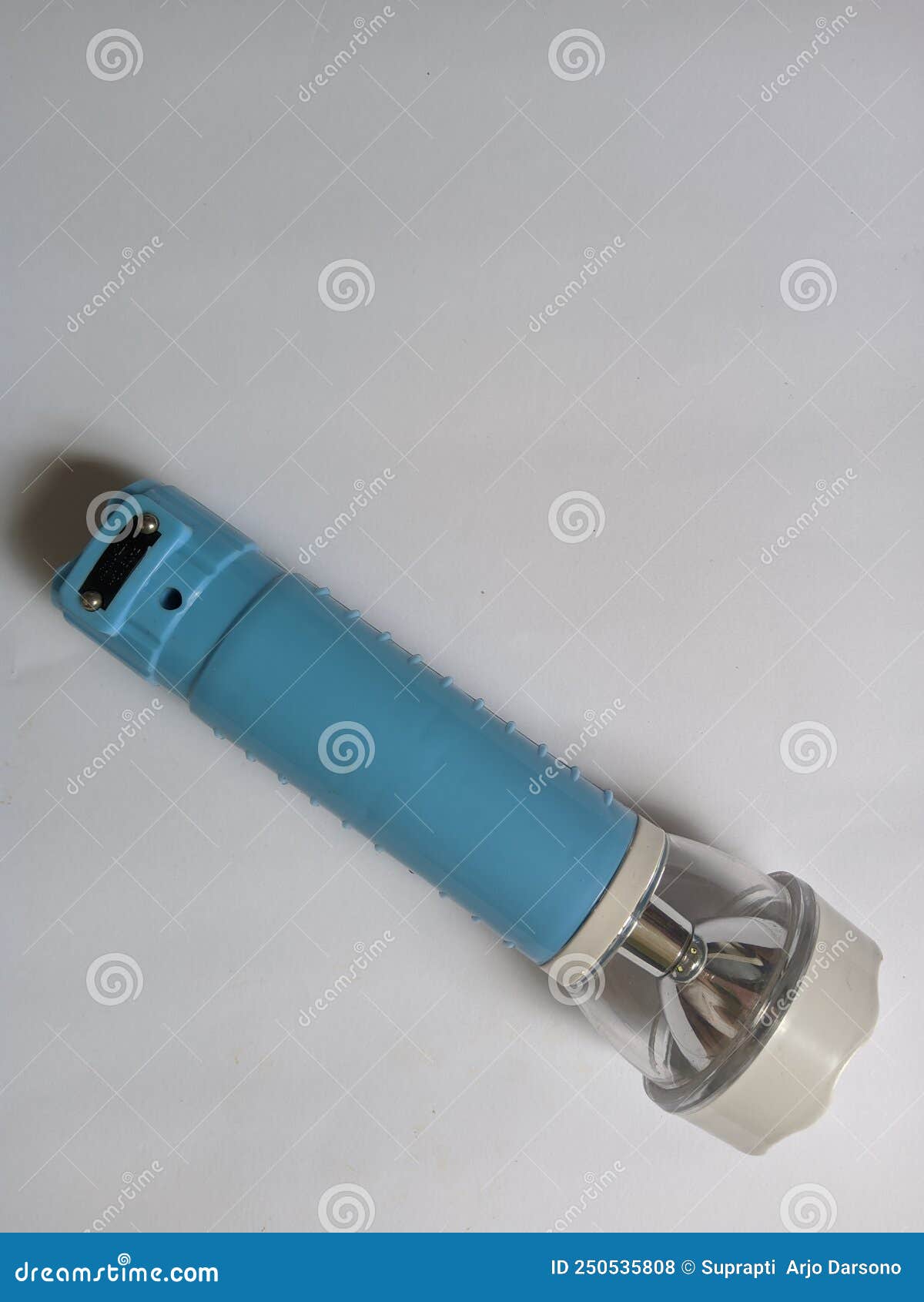 Flashlight Blue and White on a Plain White Background Stock Photo ...