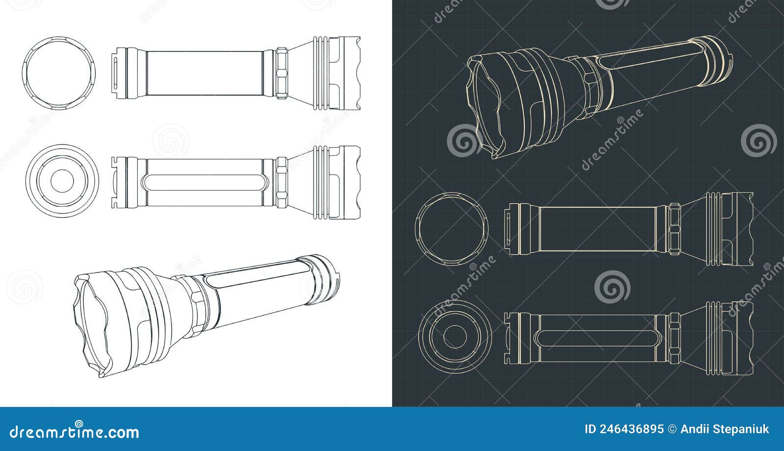 Flashlight blueprints stock vector. Illustration of vector - 246436895