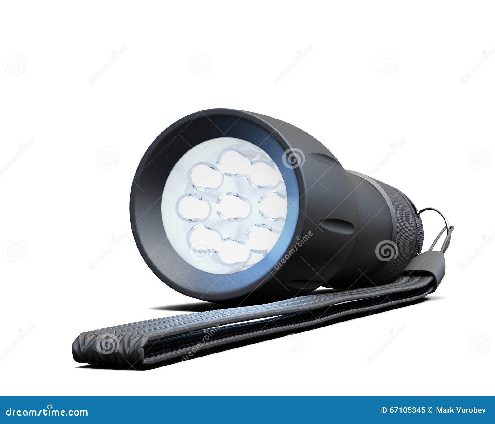 Flashlight Closeup on White Background. 3d Rendering Stock Illustration ...