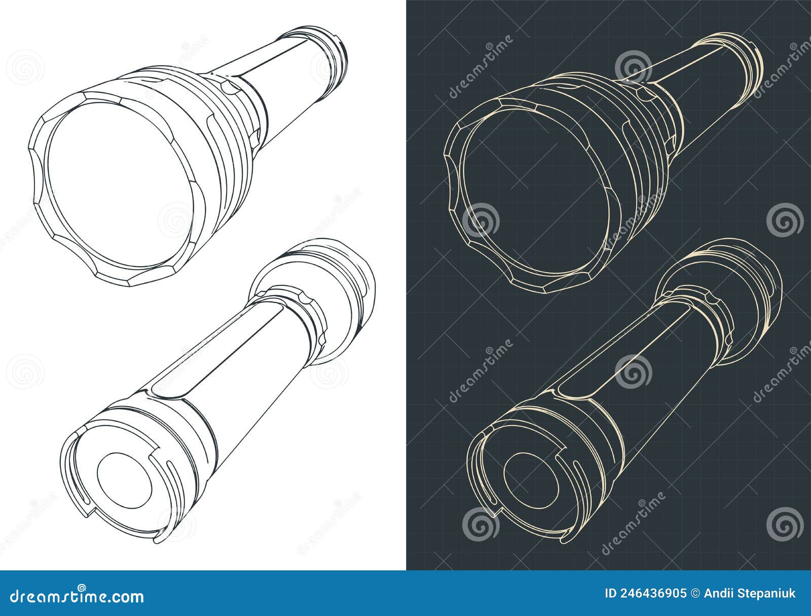 Flashlight drawings stock vector. Illustration of search - 246436905