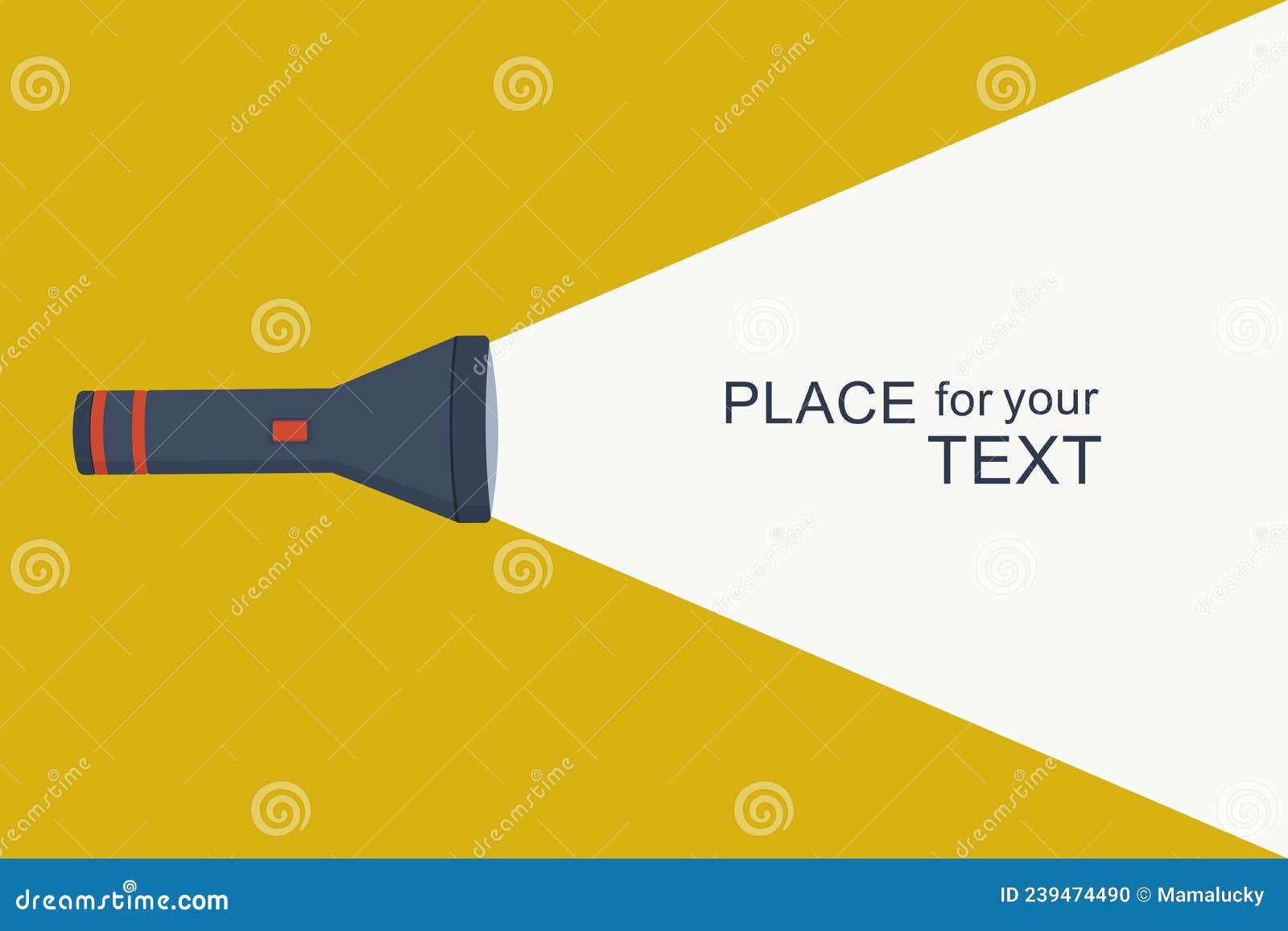 Flashlight Flat Icon with a Bright Beam. Electric Lamp Battery Powered ...