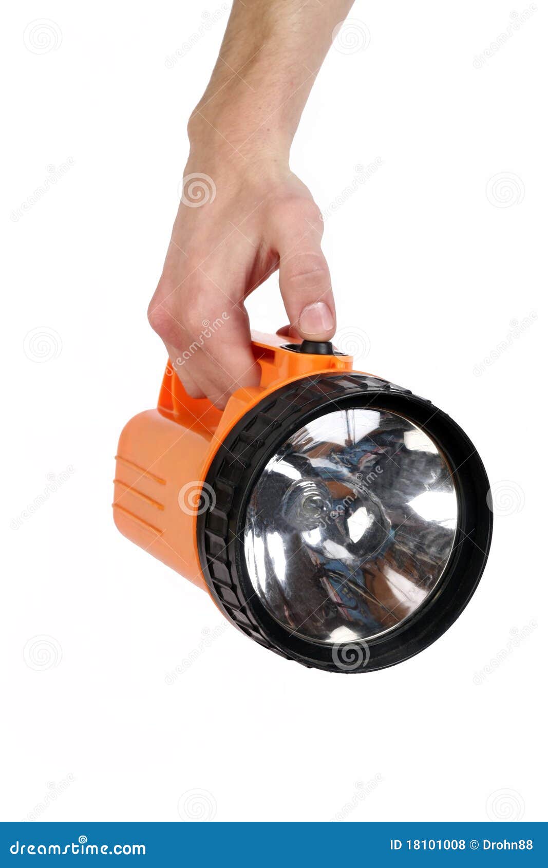 Flashlight in hand stock photo. Image of closeup, macro - 18101008