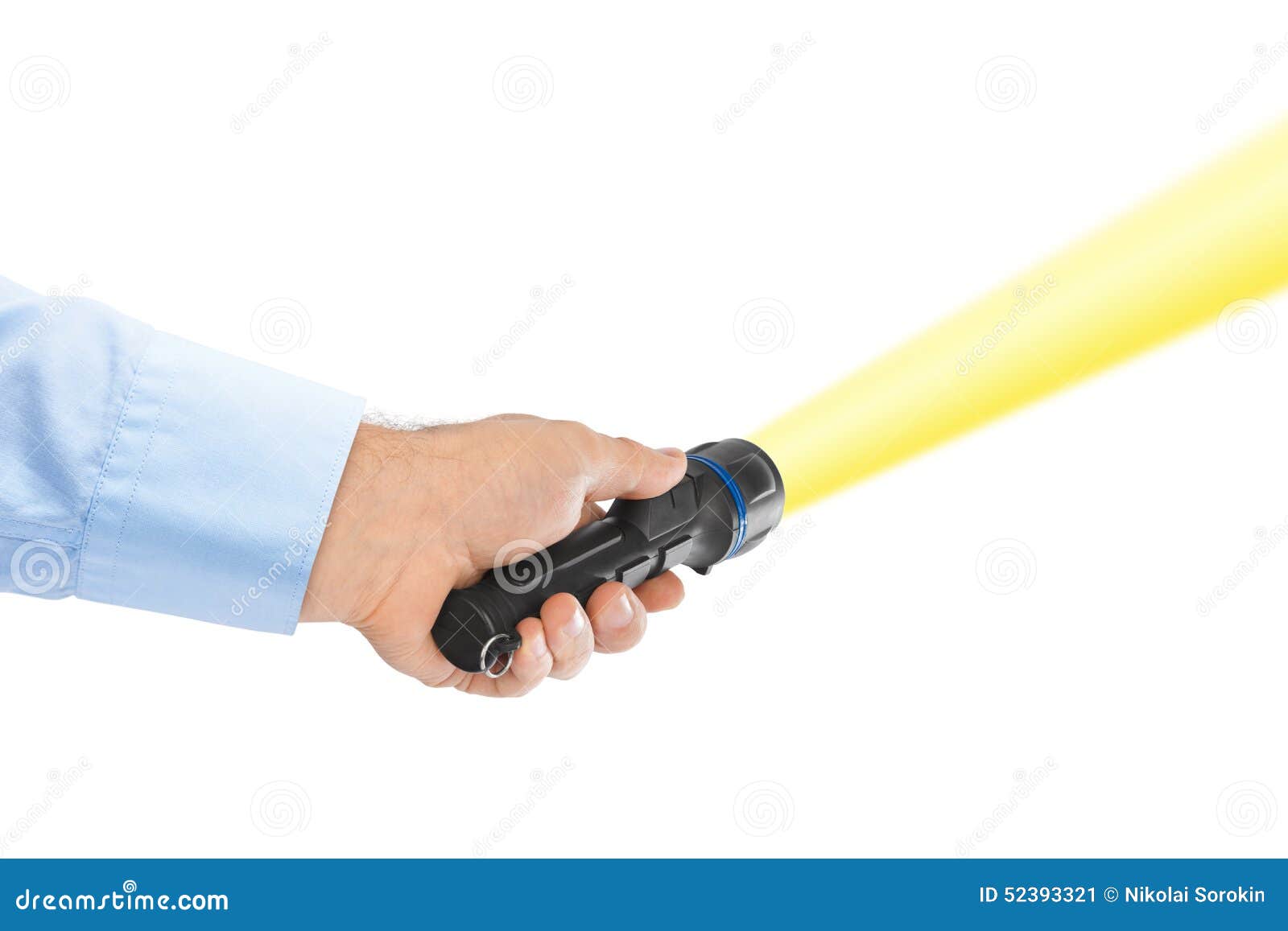 Flashlight in hand stock image. Image of light, lighting - 52393321