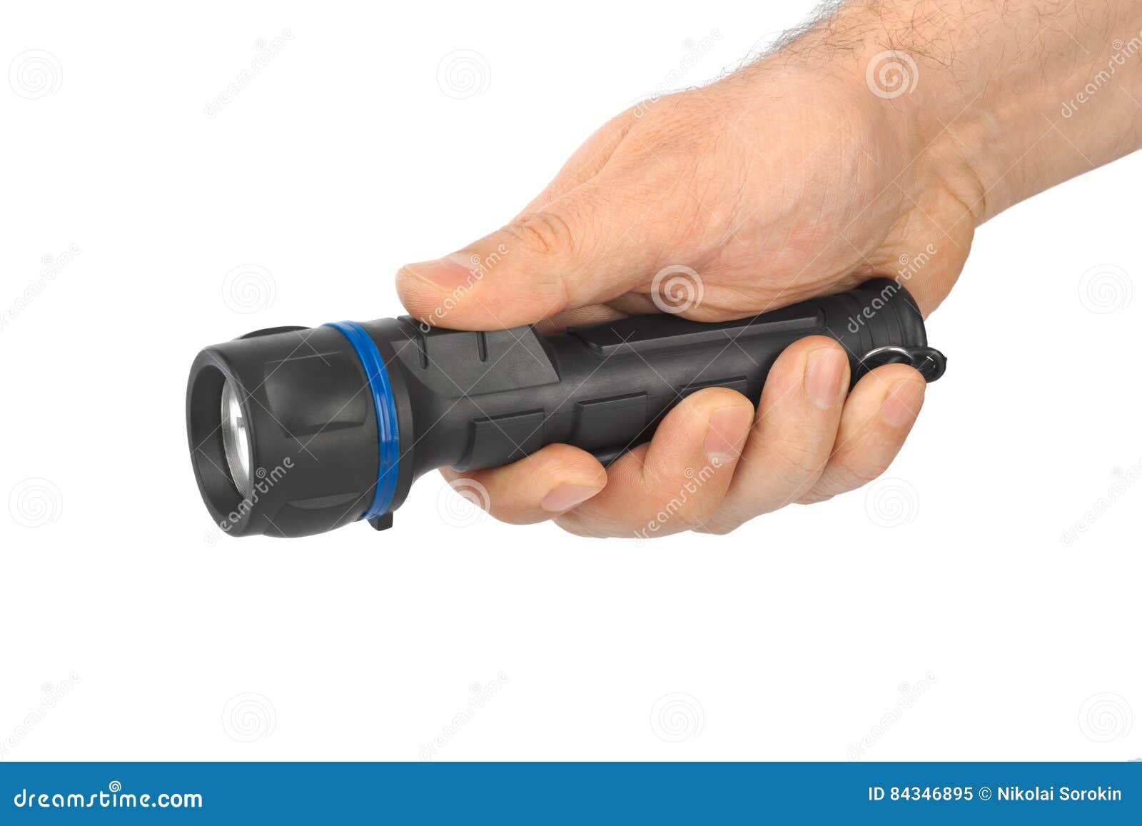 Flashlight in hand stock image. Image of hand, looking - 84346895
