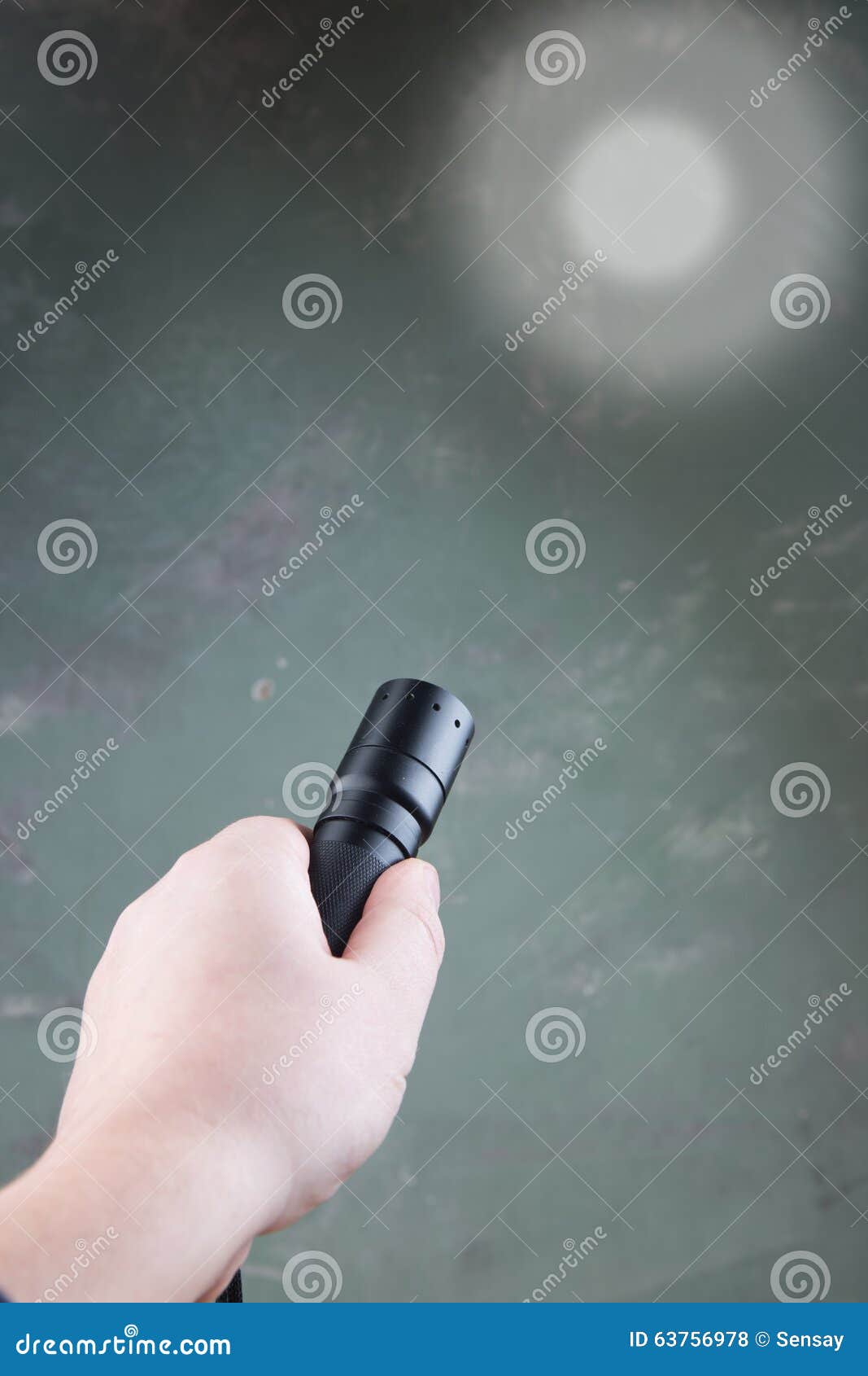 Flashlight in a Hand and Light Beam Stock Photo - Image of backdrop ...