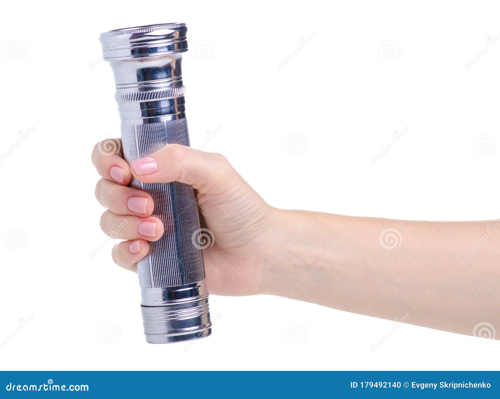 Flashlight in hand stock photo. Image of industrial - 179492140