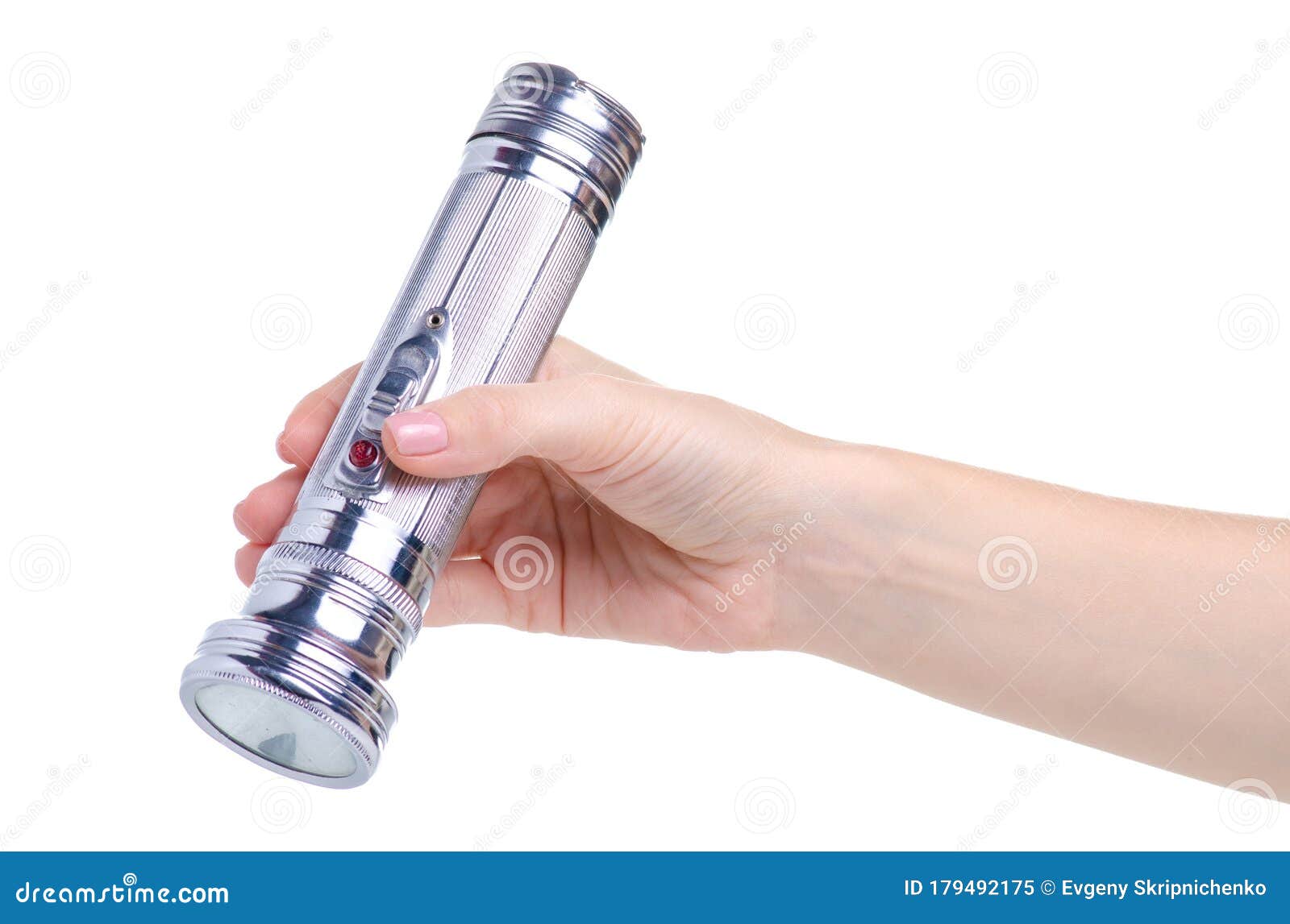 Flashlight in hand stock image. Image of electricity - 179492175