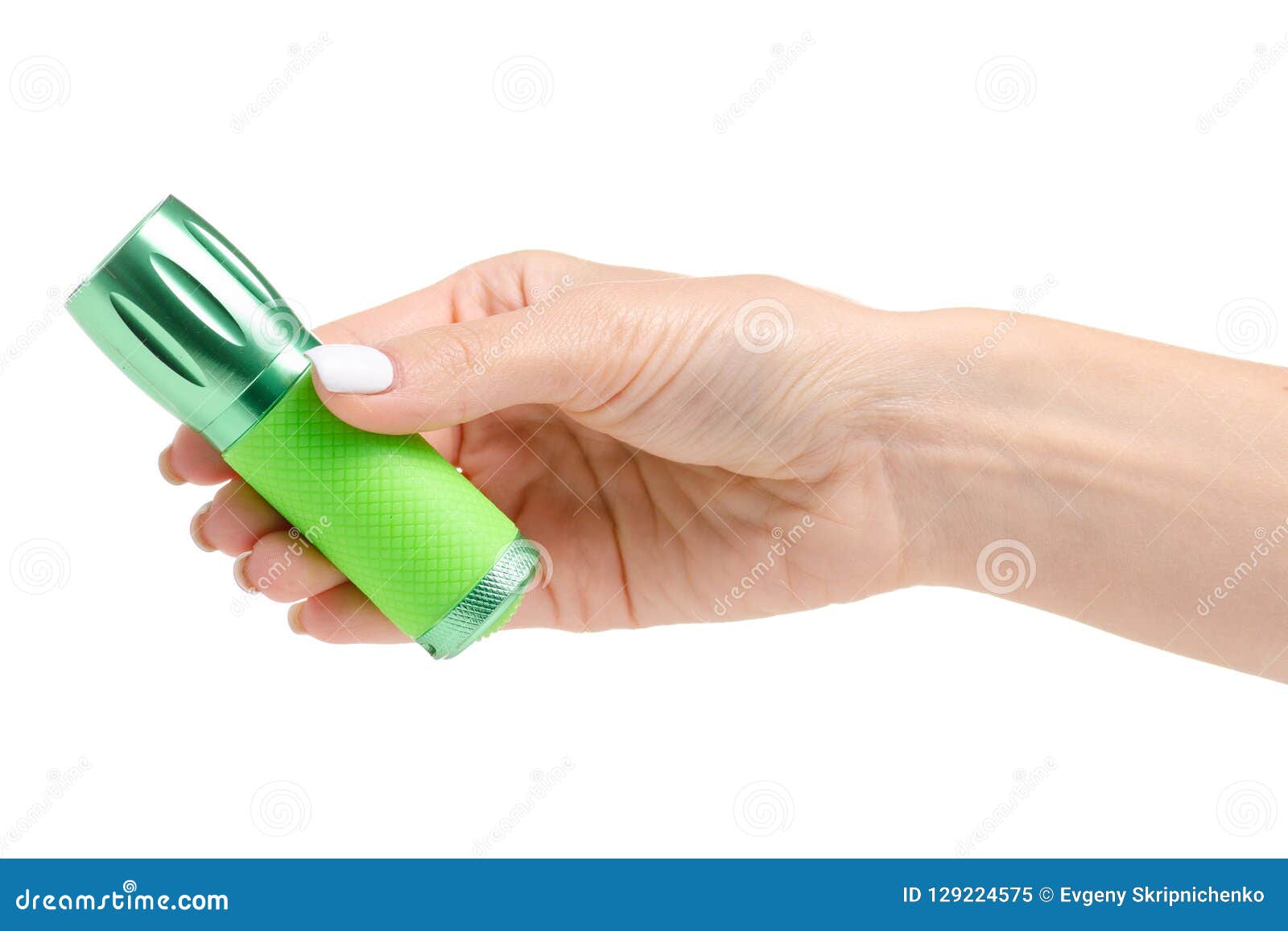Flashlight in hand stock image. Image of object, illuminated - 129224575
