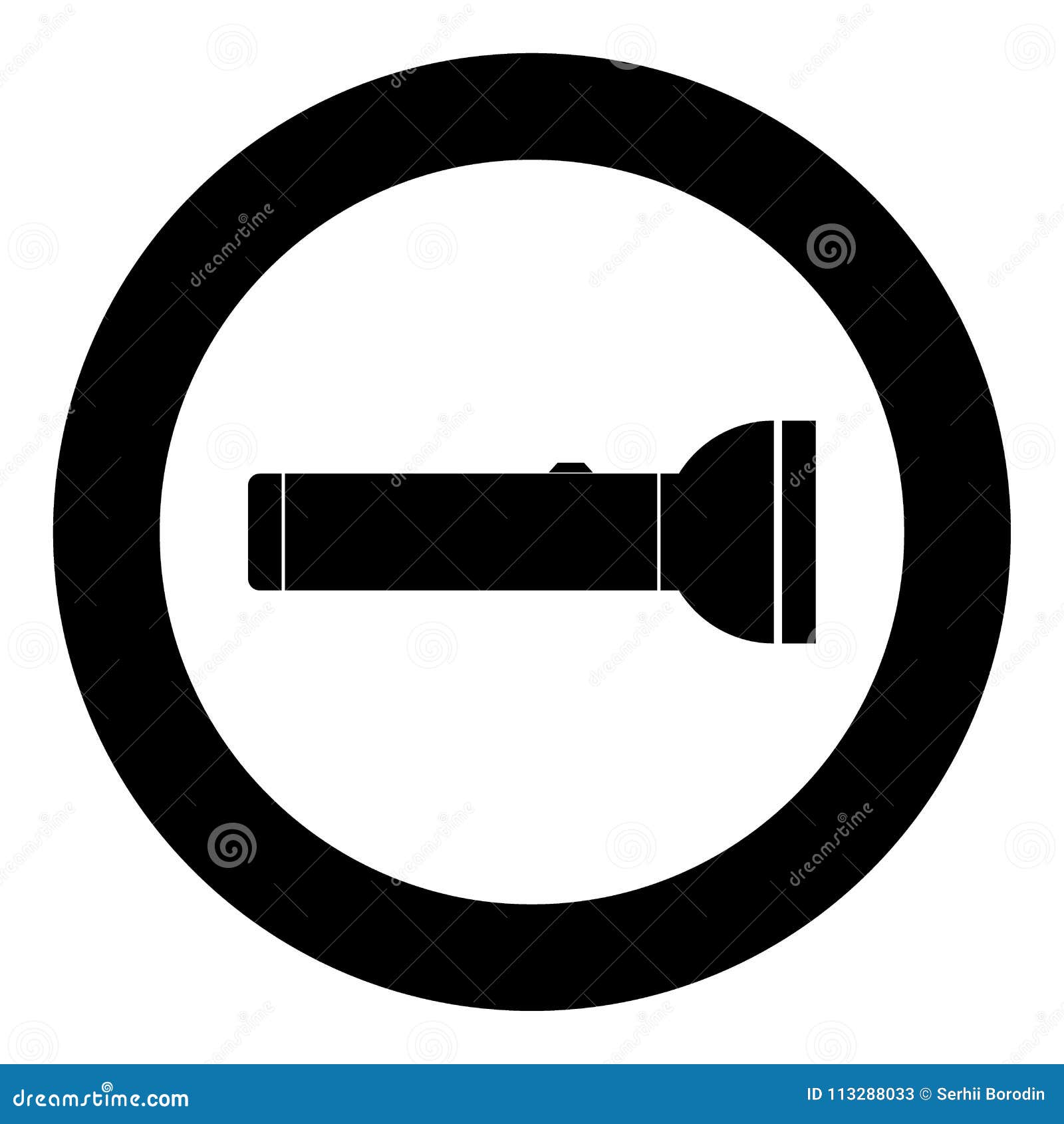 Flashlight Icon Black Color in Circle or Round Stock Vector ...