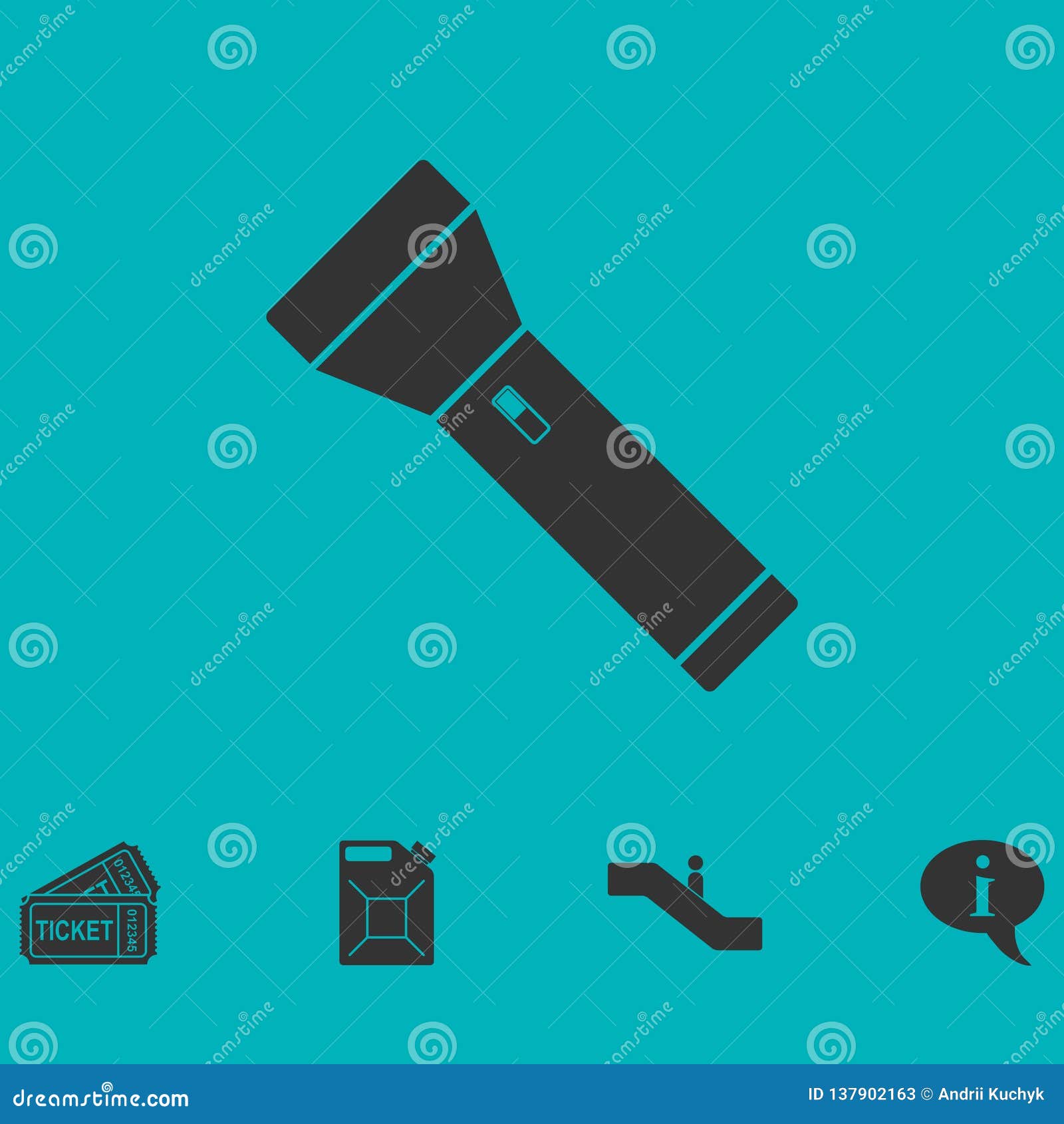 Flashlight icon flat stock vector. Illustration of accumulator - 137902163