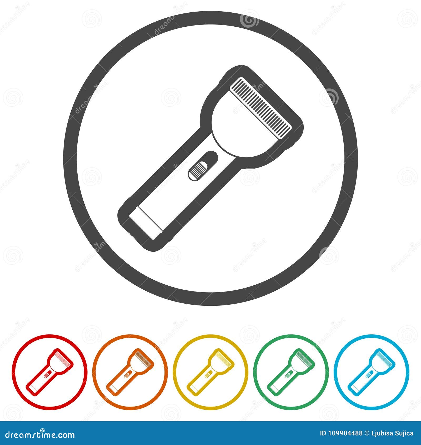 Flashlight Icon, Light Flash, 6 Colors Included Stock Vector ...