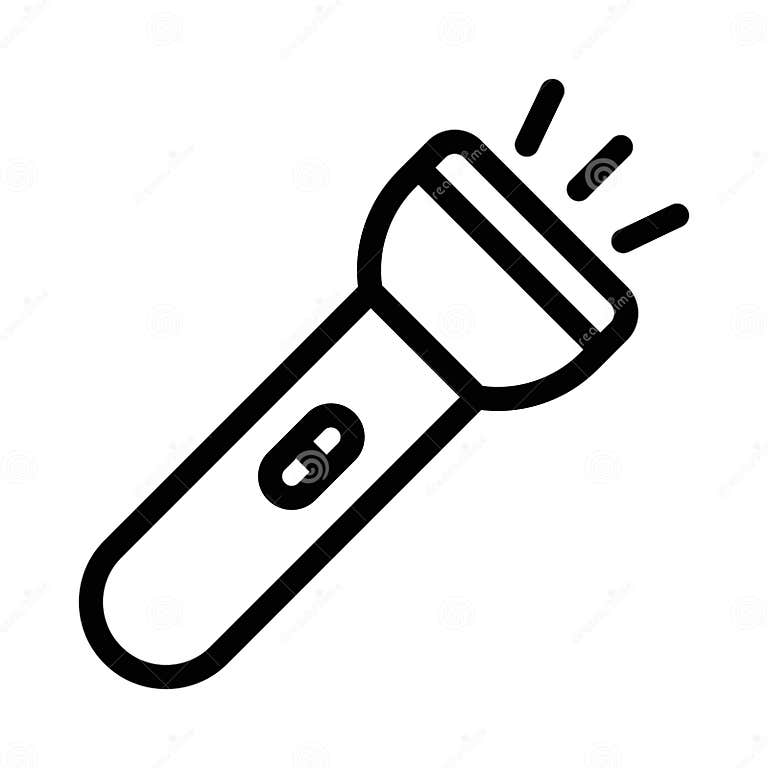 Flashlight Icon Linear Logo Mark in Black and White Stock Vector ...